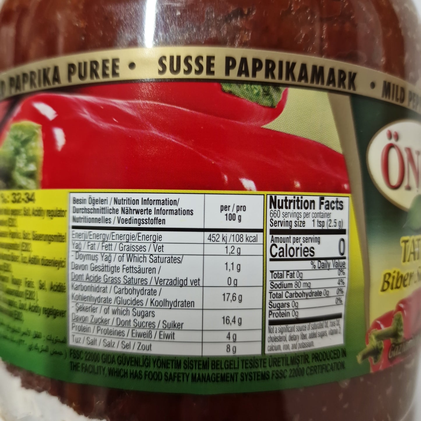 Oncu Traditional and Natural Mild Pepper Paste (Tatli Biber Salcasi ...