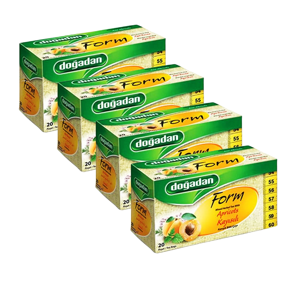 Dogadan Form Apricot Mixed Herbal Tea (Kayisili Bitki Cayi), 20 Tea Ba ...