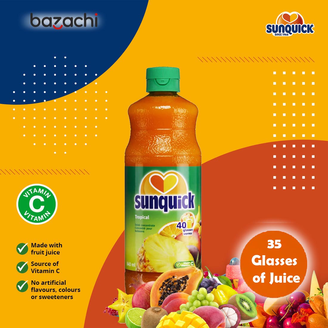 Sunquick Real Tropical Fruit Concentrate Bottle, 700ml – bazachi
