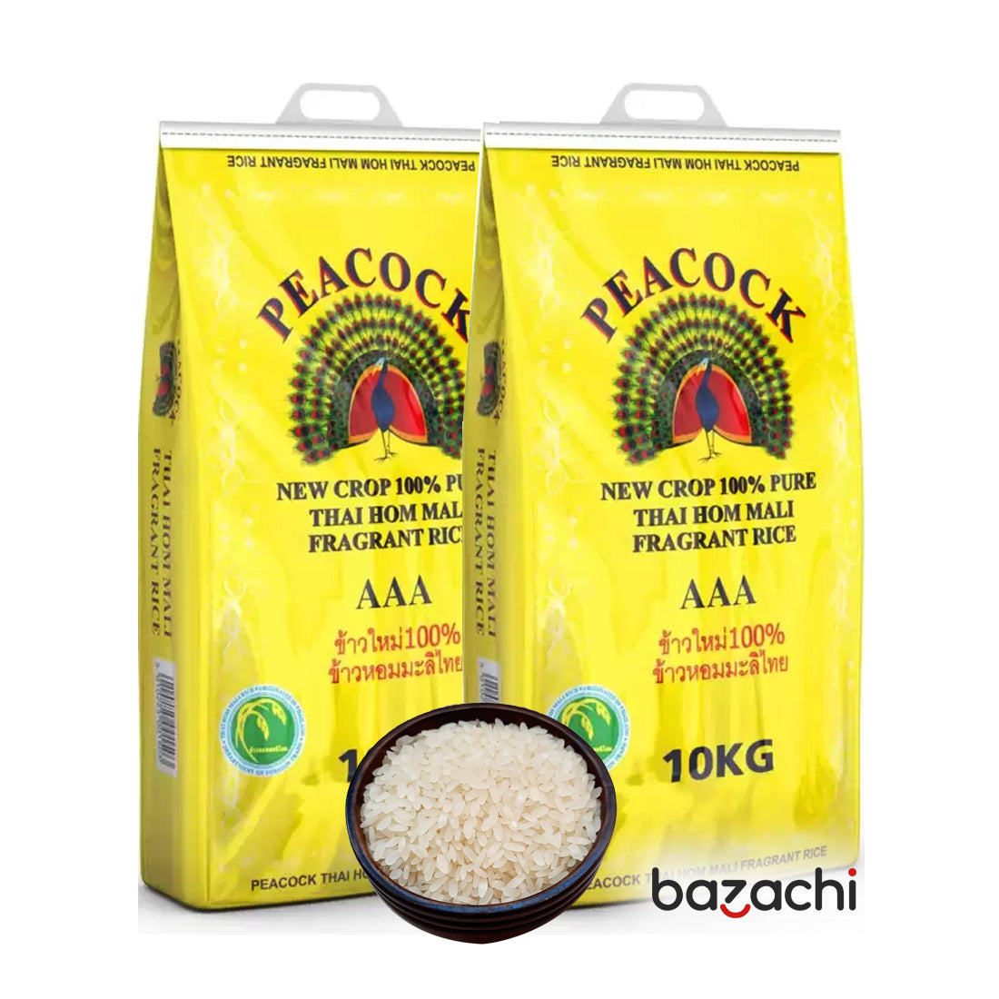 Peacock Thai Hom Mali Fragrant Rice 10kg – bazachi